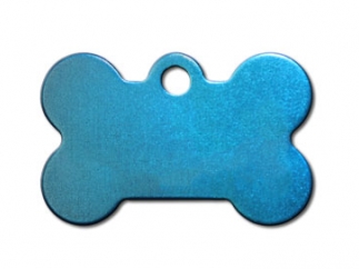 Engraved ID Tag: Small Bone Shape Blue - Small Sized Tag - Custom ...