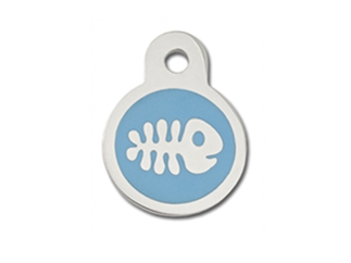 Engraved ID Tag: Small Round Blue Fish Skeleton Epoxy Tag - Small Sized ...