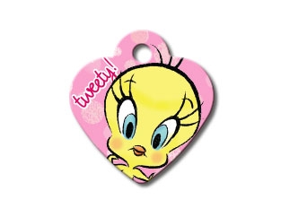 Engraved ID Tag: Small Heart Shape Tweety - Small Sized Tag - Custom ...