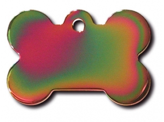 Engraved ID Tag: Large Bone Shape Iridescent (Rainbow) - Large Sized ...