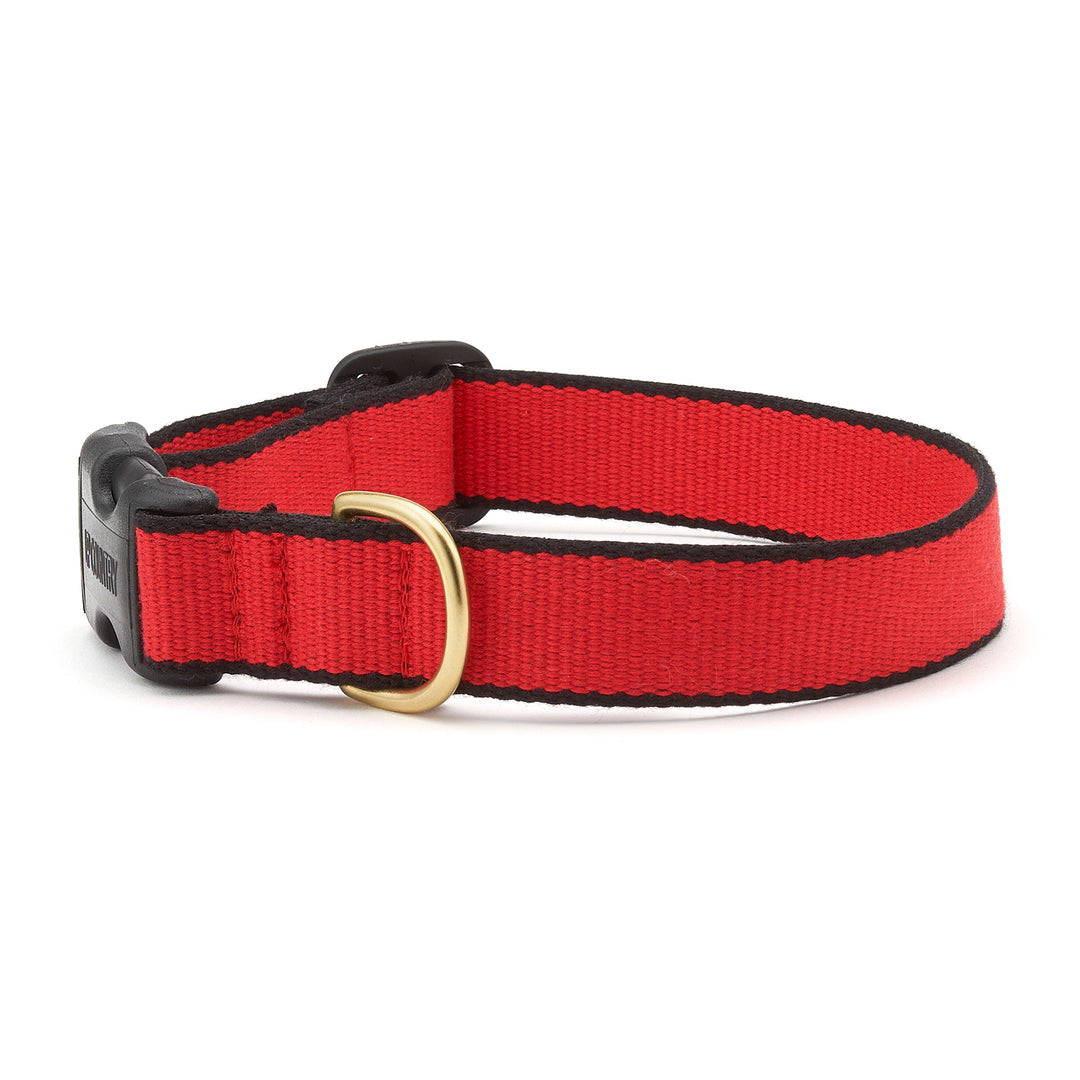 Dog Collars: 1" Wide Red with Black Bamboo Embroidered Collar